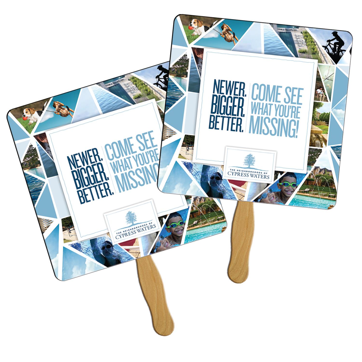 DSWF-5 Square Sandwiched Hand Fan Full Color