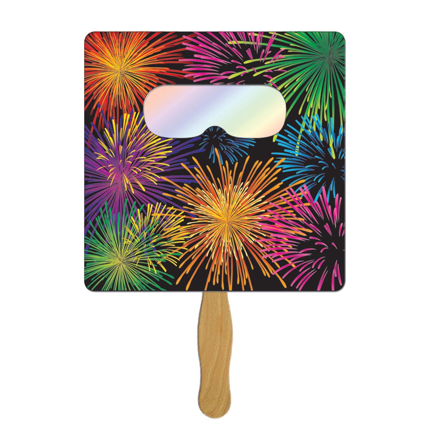 FSF-60 Square Hand Fan with Fireworks Film