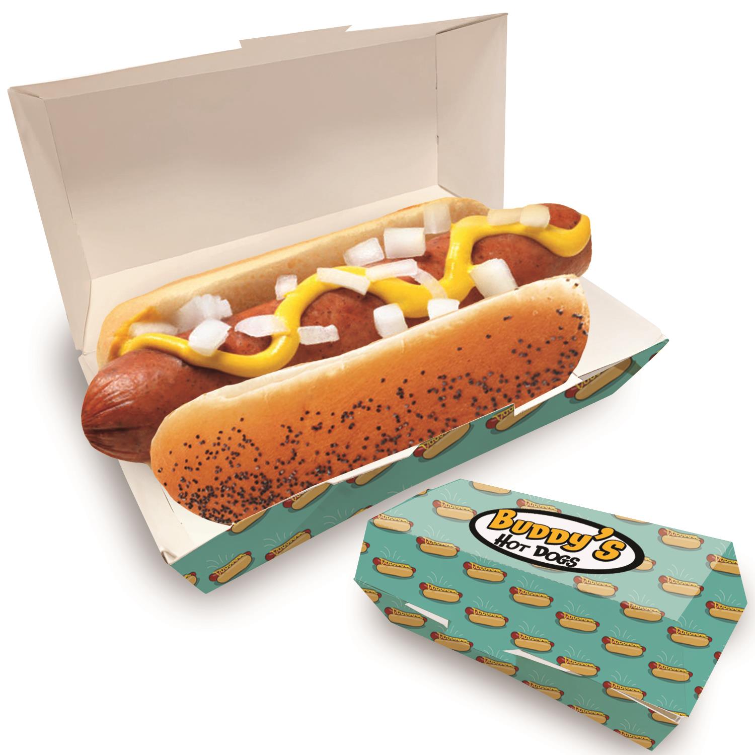 FT-1929D Clamshell Hot Dog Tray Full Color