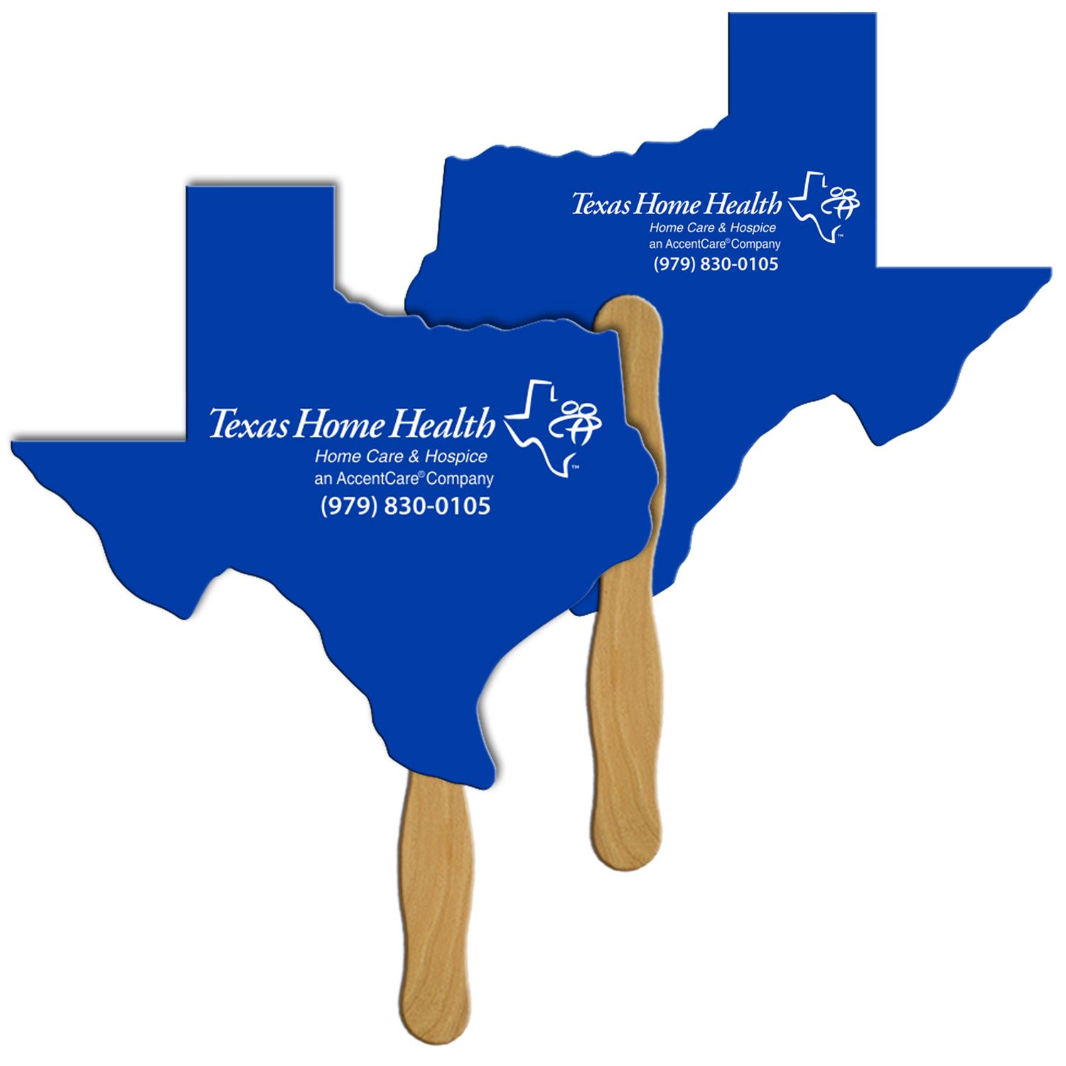 LF-TX Texas State Shape Hand Fan Full Color (2 Sides)